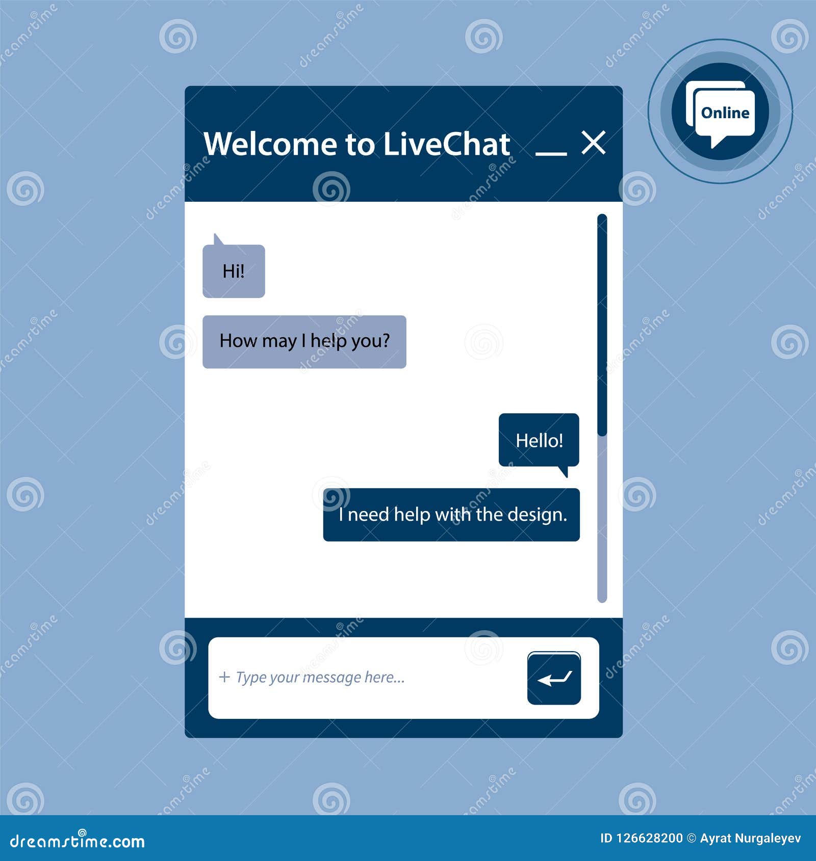 The Live Chat Window for Web Pages in Internet. Stock Vector ...