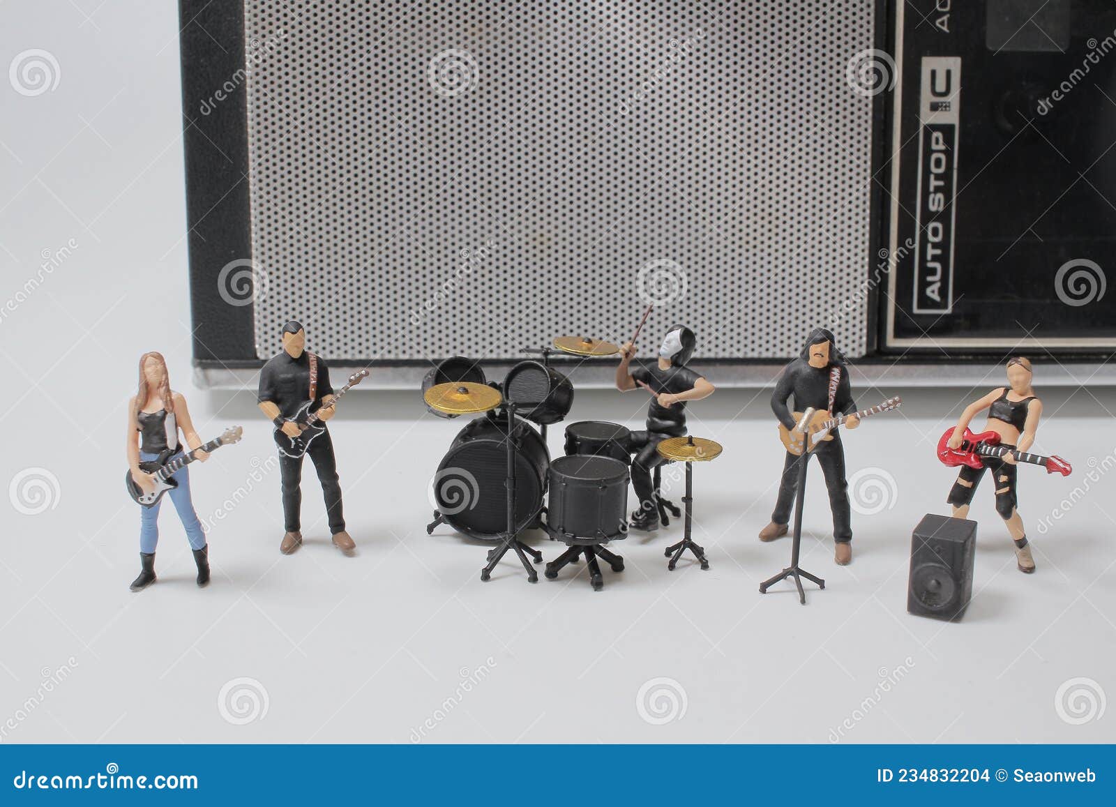 A Live Concert, Mini of Figure Rock Band in Action Stock Photo - Image ...
