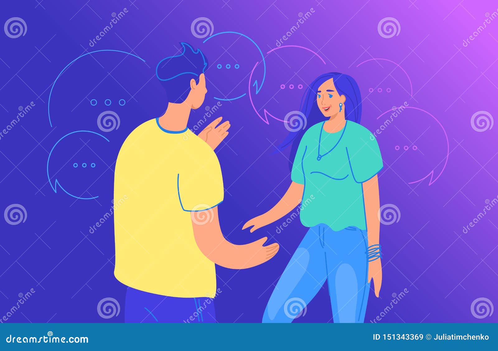 Live Conversation Between Two Friends Gradient Vector Illustration Of ...