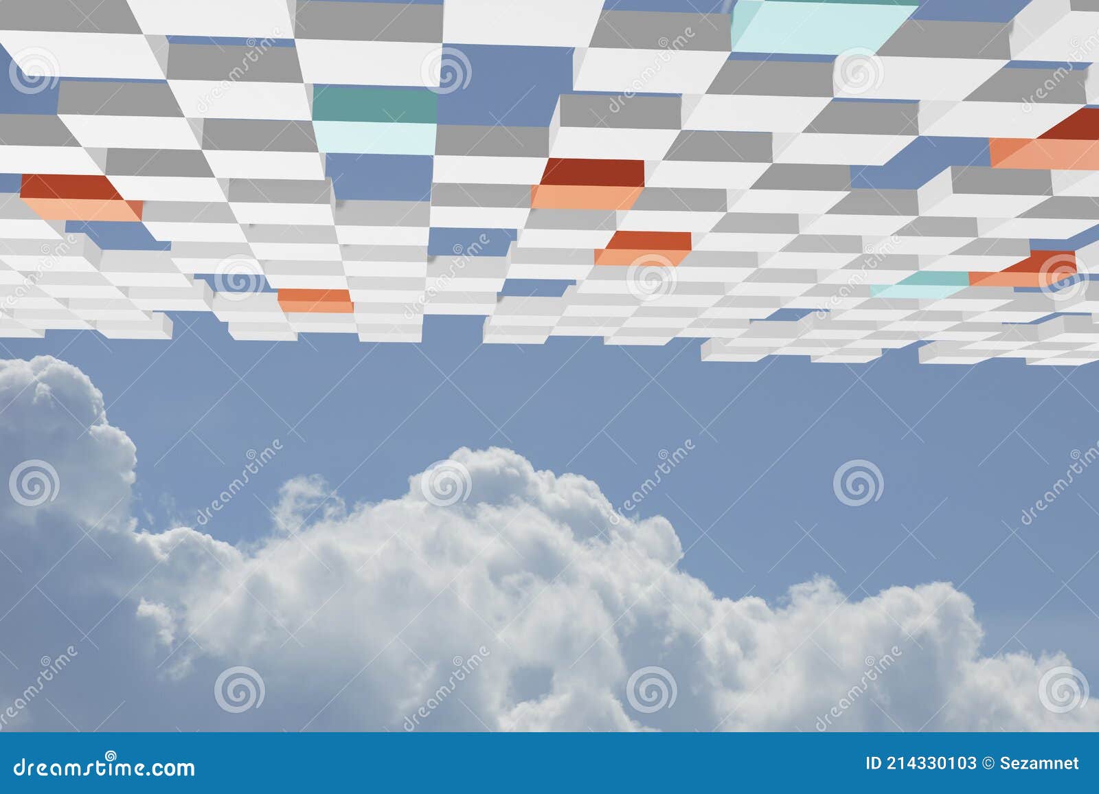 Live and Dead Digital Cloud Concept, Digital Data Cells Against a Blue ...