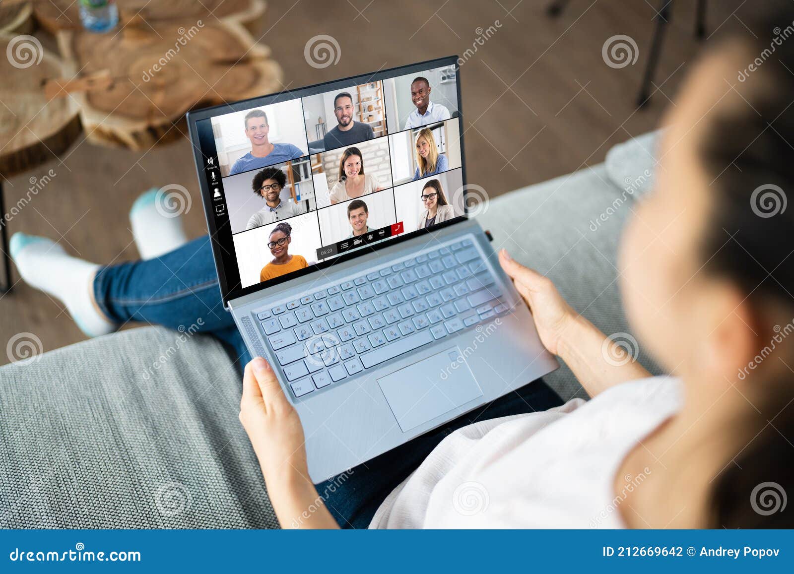 Live Elearning Video Conference Webinar Stock Photo - Image of computer ...