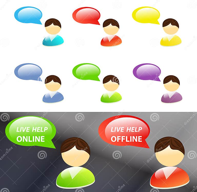 Live help icons stock vector. Illustration of icons, website - 13043993