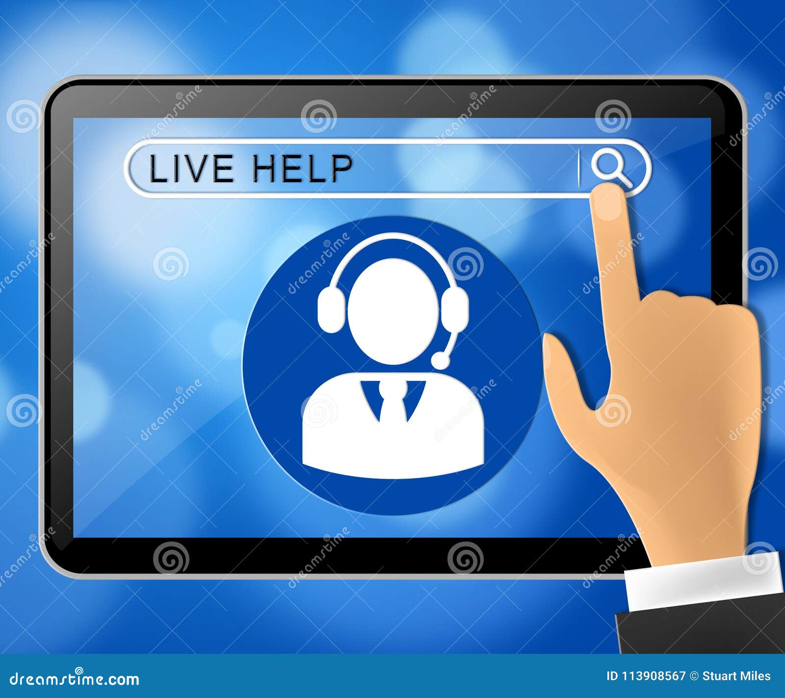 Live Help Tablet Representing Immediate Help 3d Illustration Stock ...