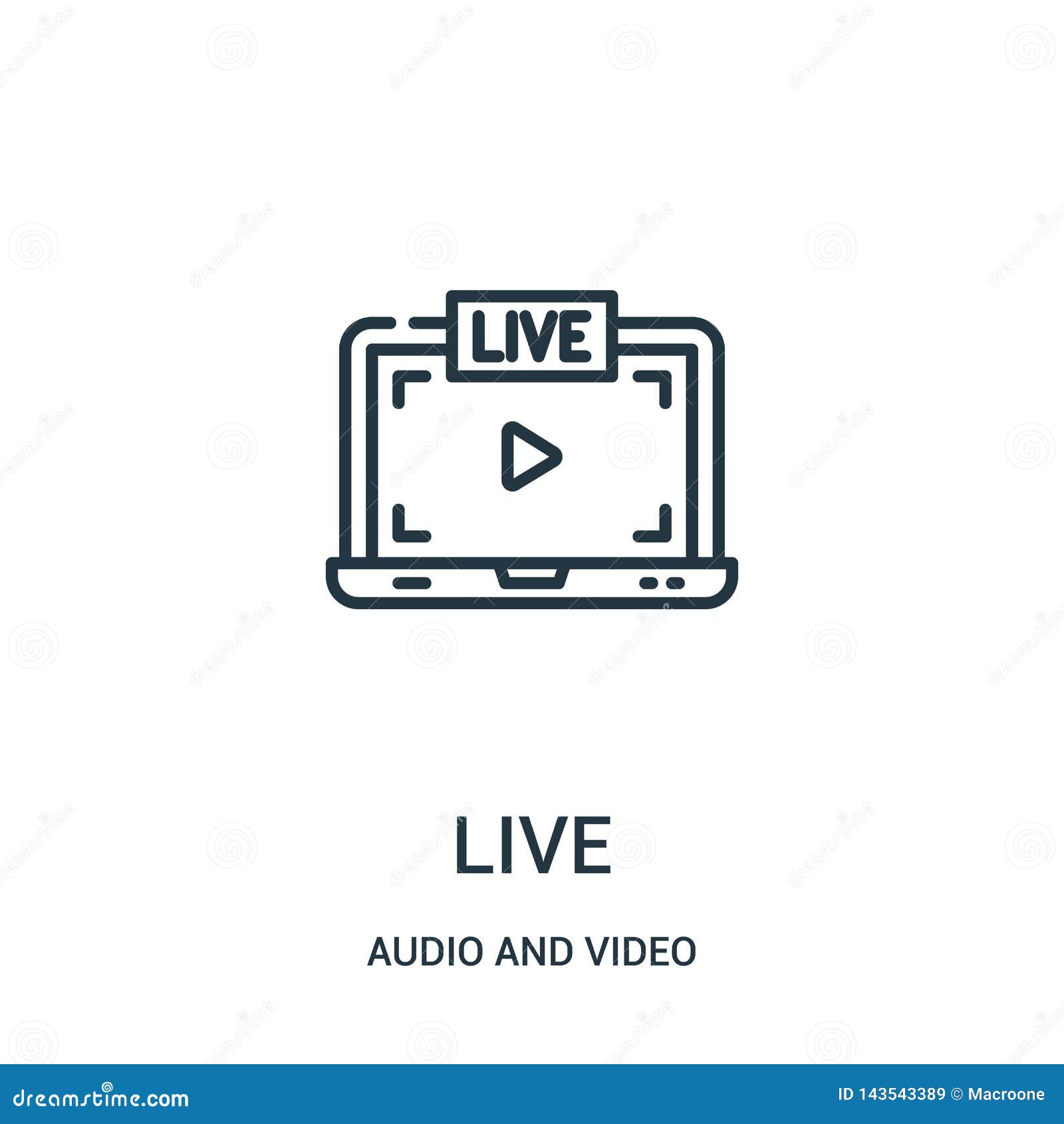 Live Icon Vector from Audio and Video Collection. Thin Line Live ...