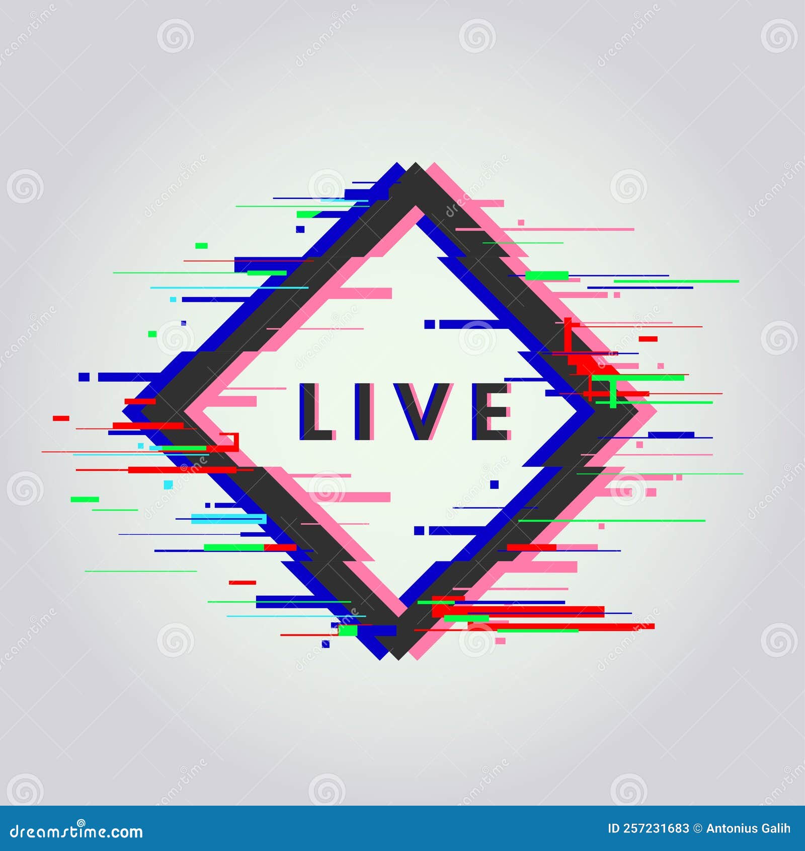 LIVE Icon Web Page Alert. Glitch Effect Banner Stock Illustration ...