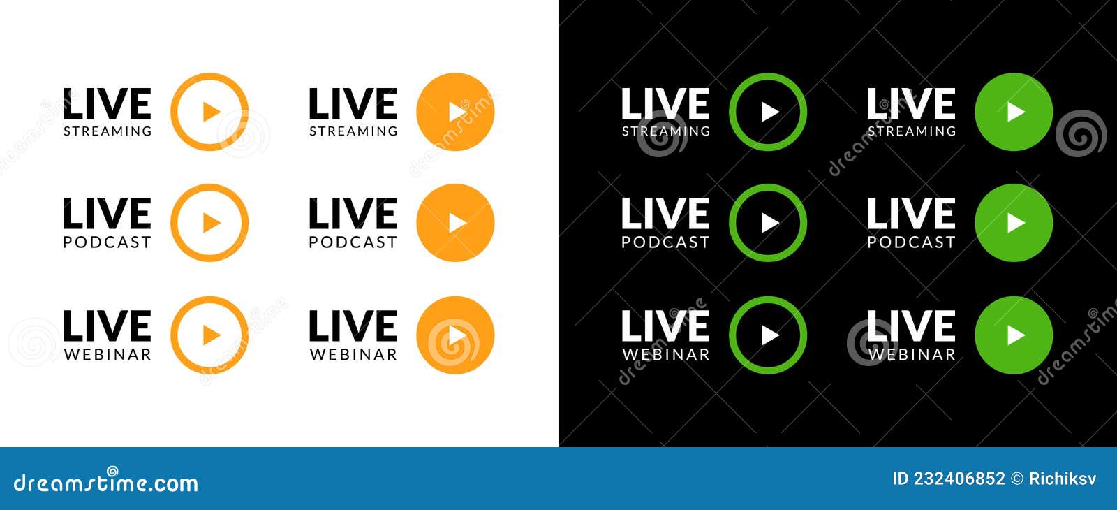 Live icons set stock vector. Illustration of live, broadcast - 232406852