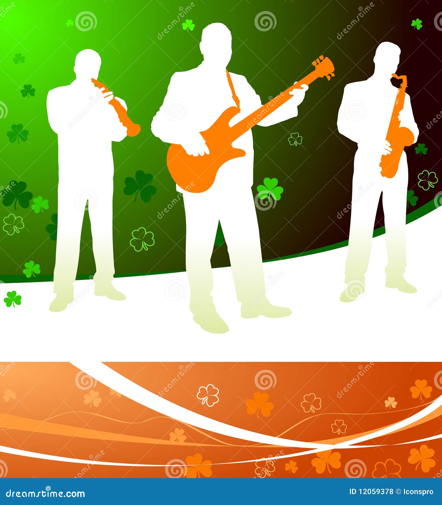 Live Irish Band on Abstract Celtic Background Stock Illustration ...
