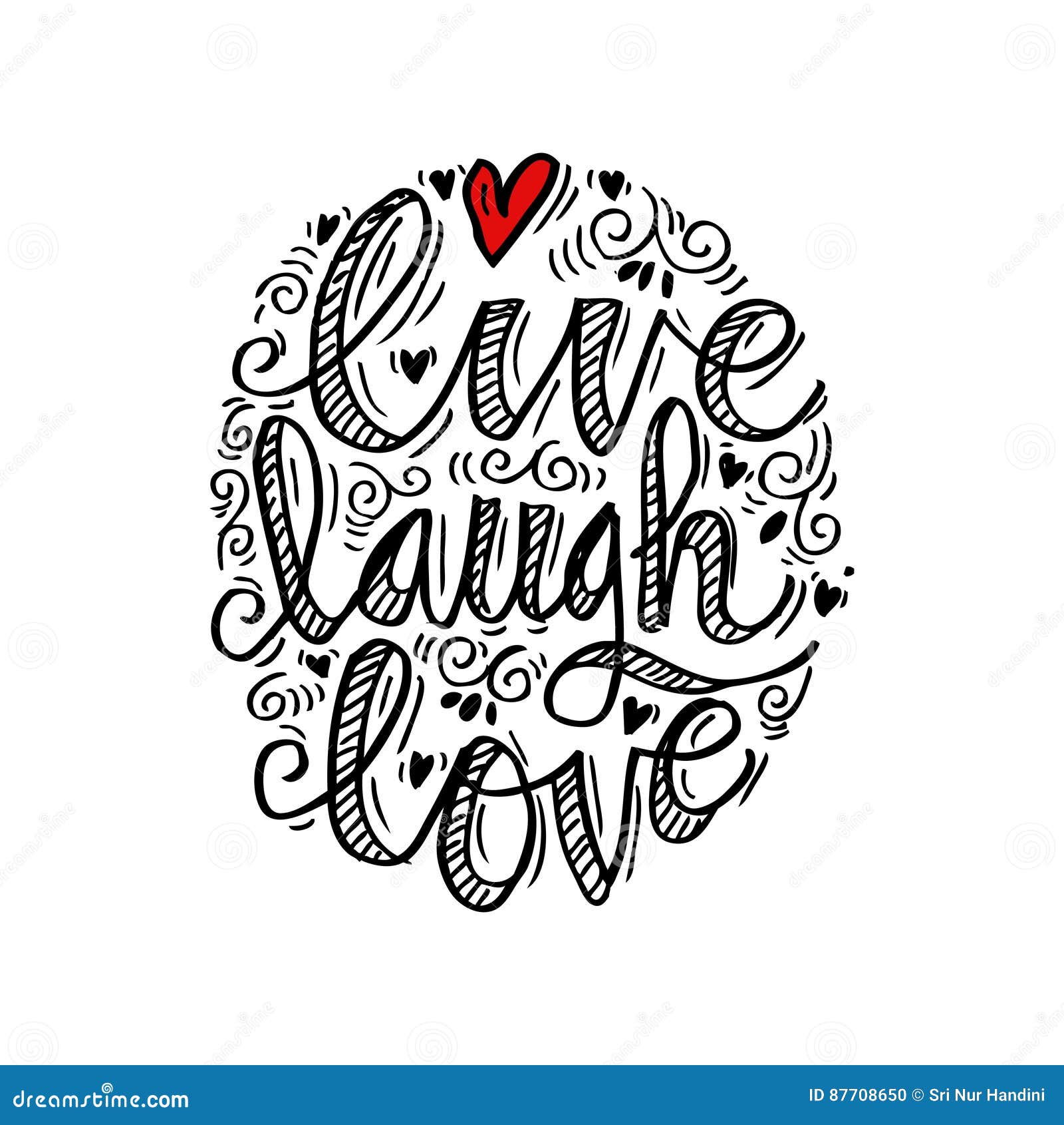 Live Laugh Love Hand Lettered Calligraphy. Vector Illustration ...