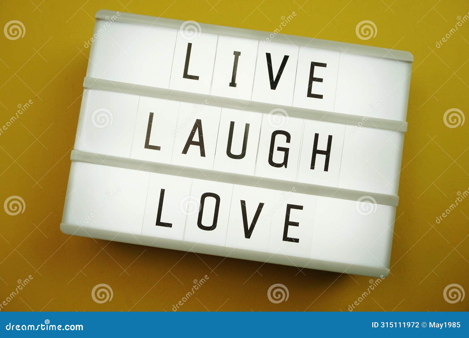 Live Laugh Love Word in Lightbox on Yellow Background Stock Photo ...