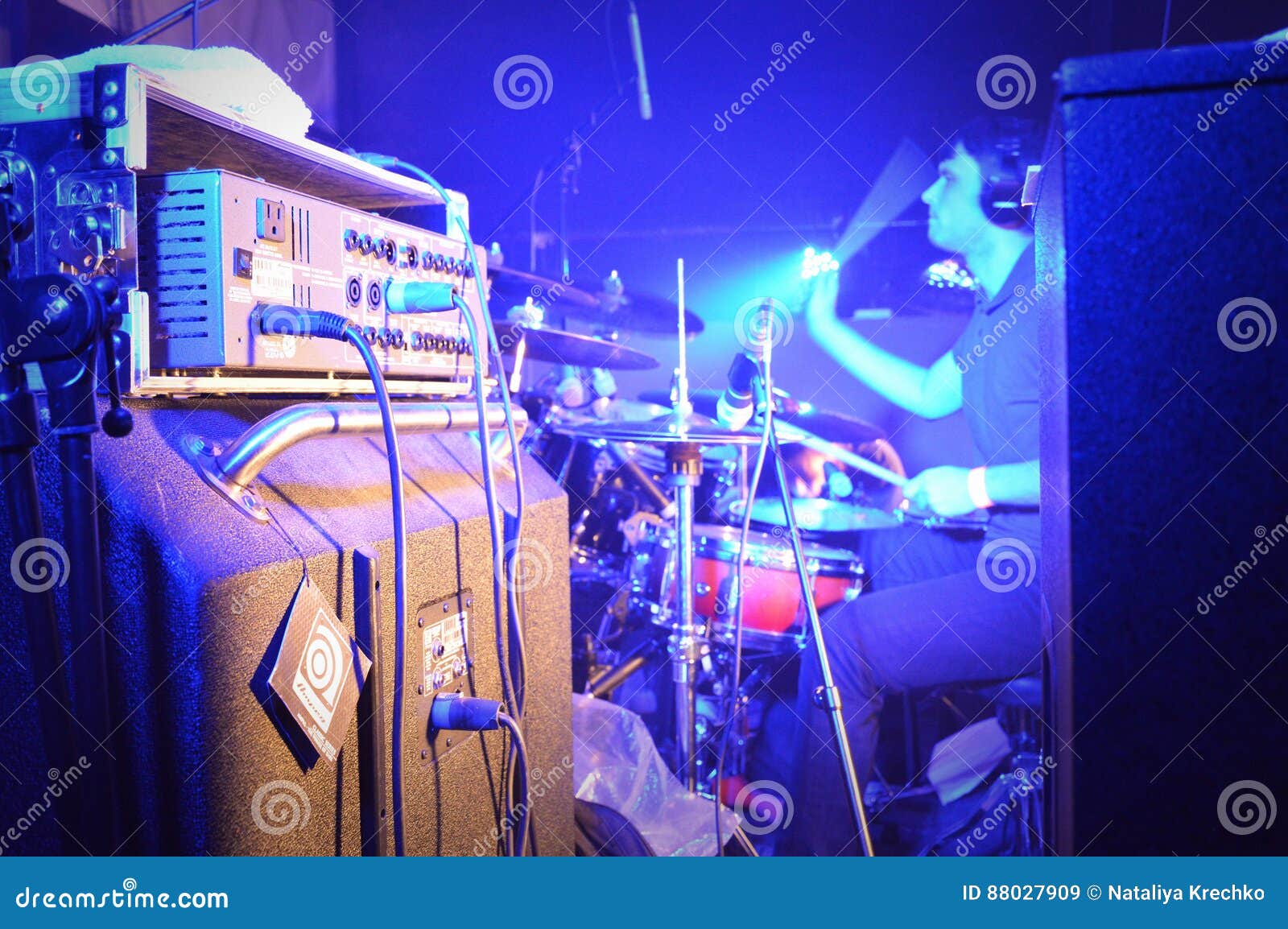 Live Music Background, Drummer Plays with Drumsticks Editorial Stock ...