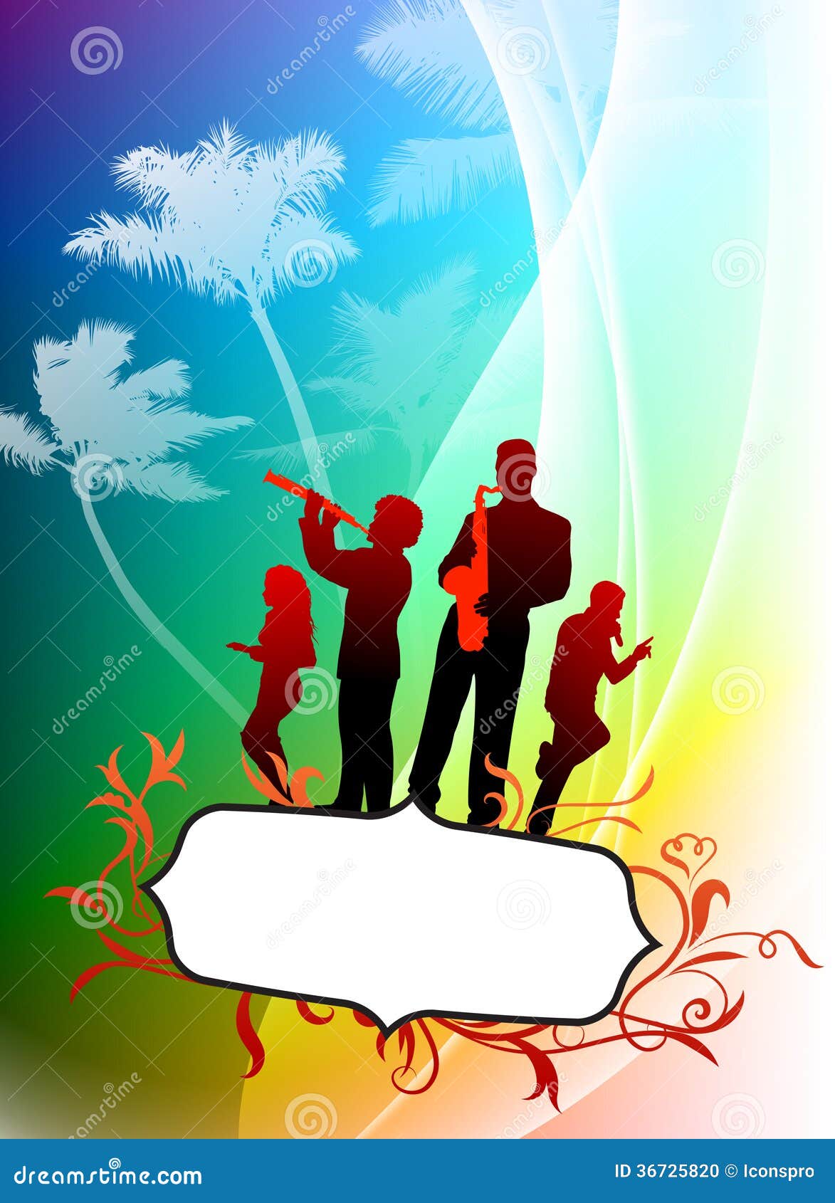 Live Music Band on Abstract Color Background Stock Illustration ...