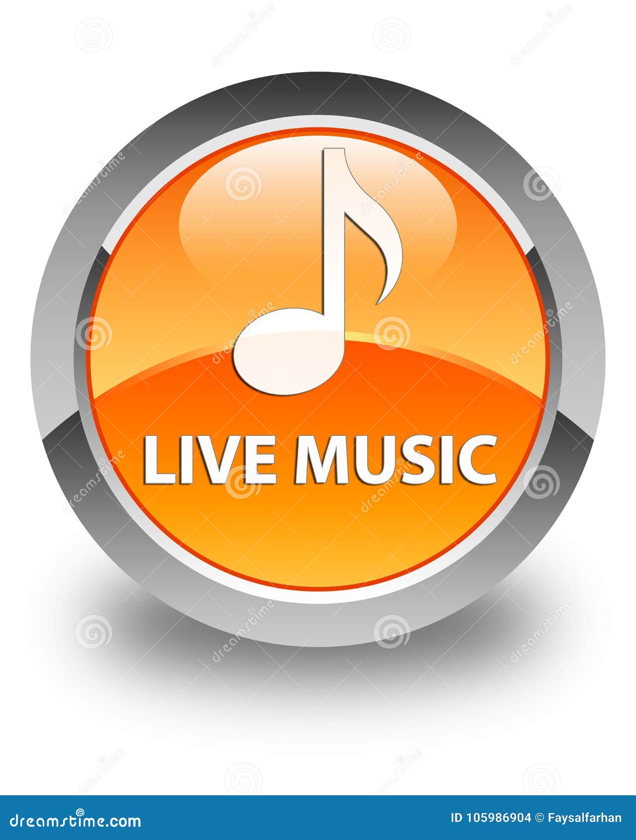 Live Music Glossy Orange Round Button Stock Illustration - Illustration ...