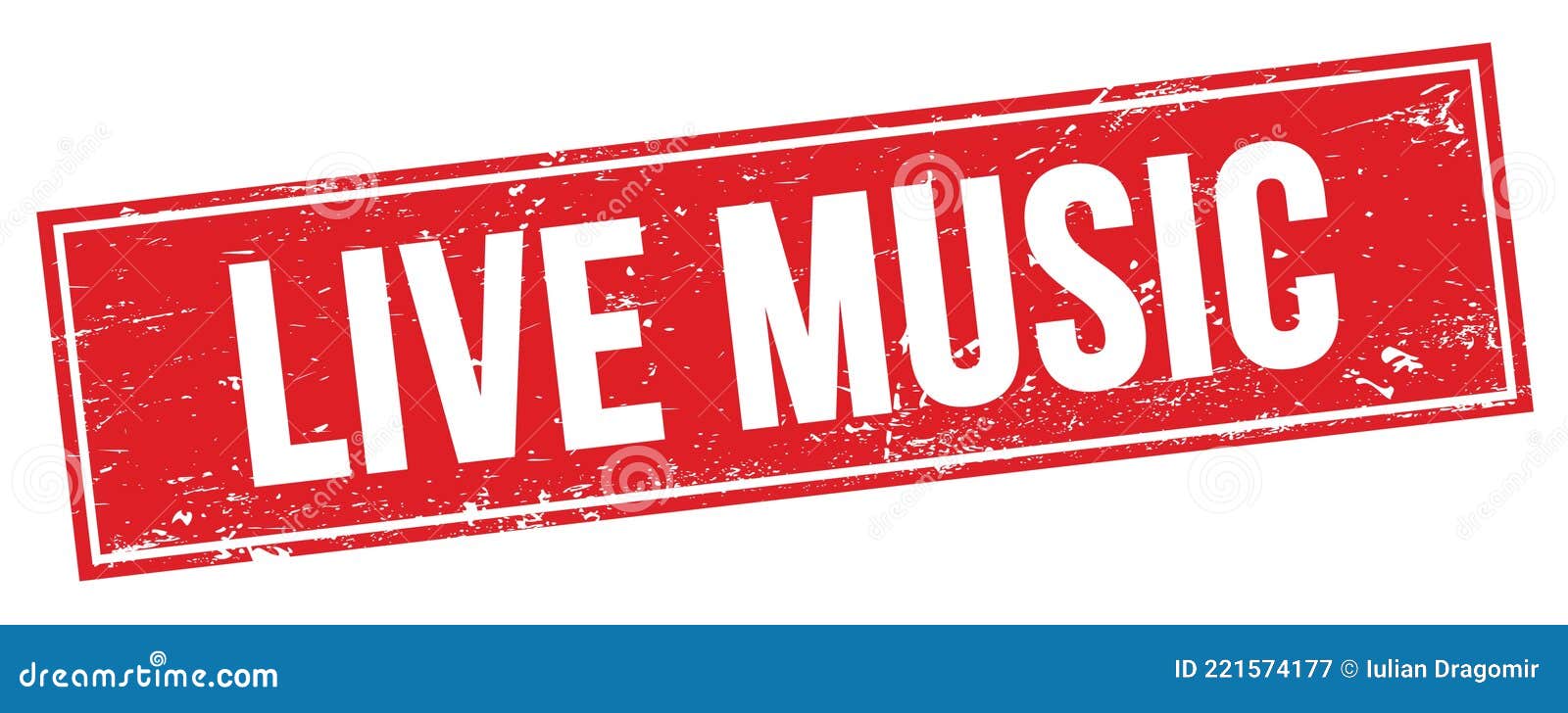 LIVE MUSIC Text on Red Grungy Rectangle Stamp Stock Illustration ...
