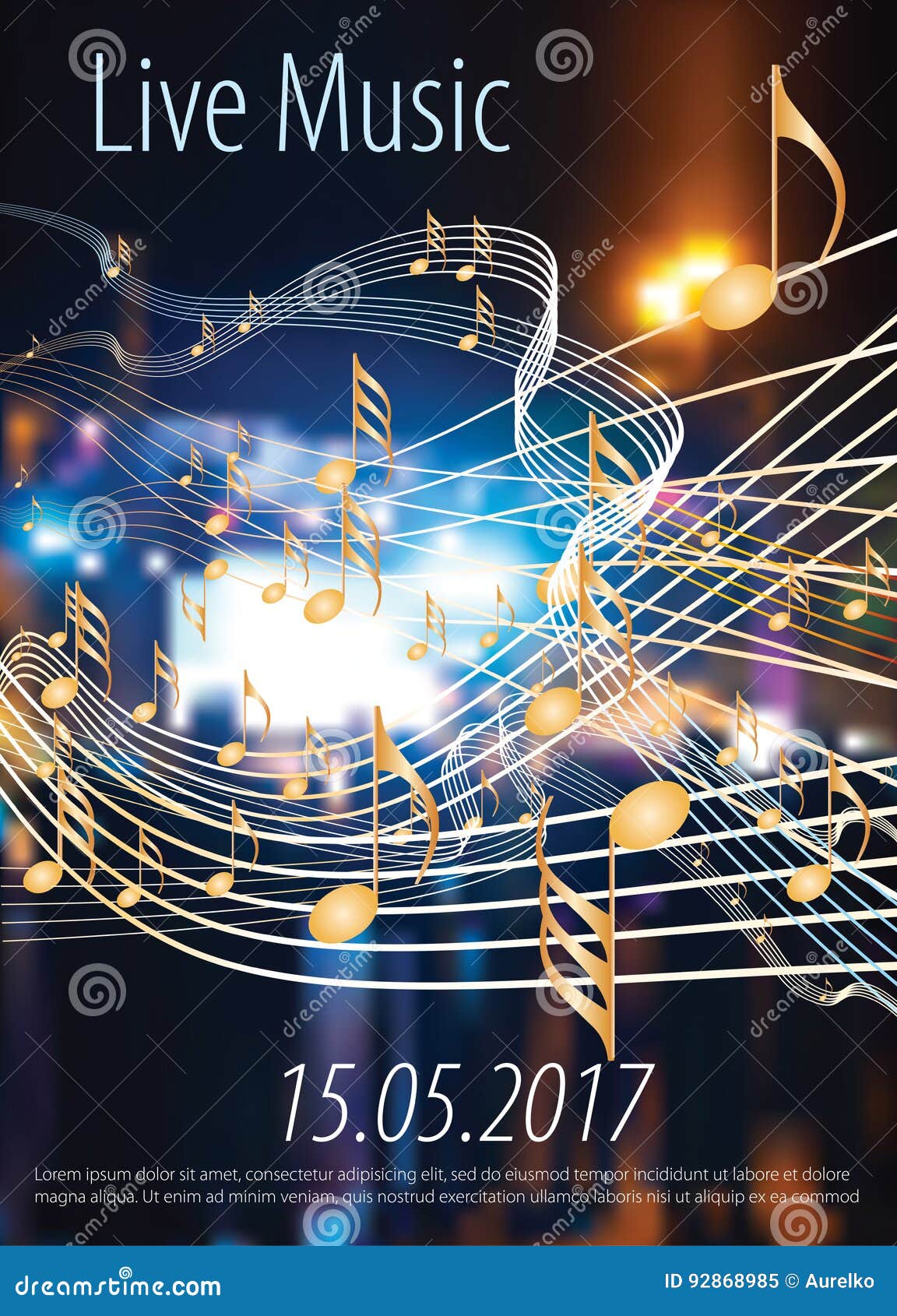 Live music stock vector. Illustration of dance, poster - 92868985