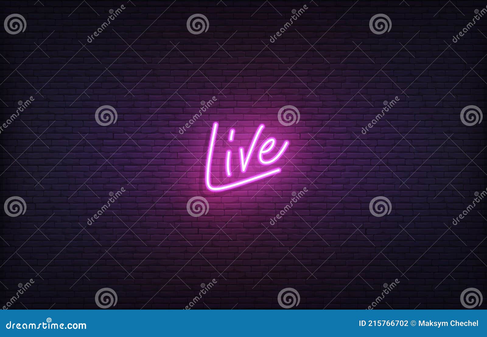 Live Neon Sign. Glowing Neon Lettering Live on Air Template Stock ...