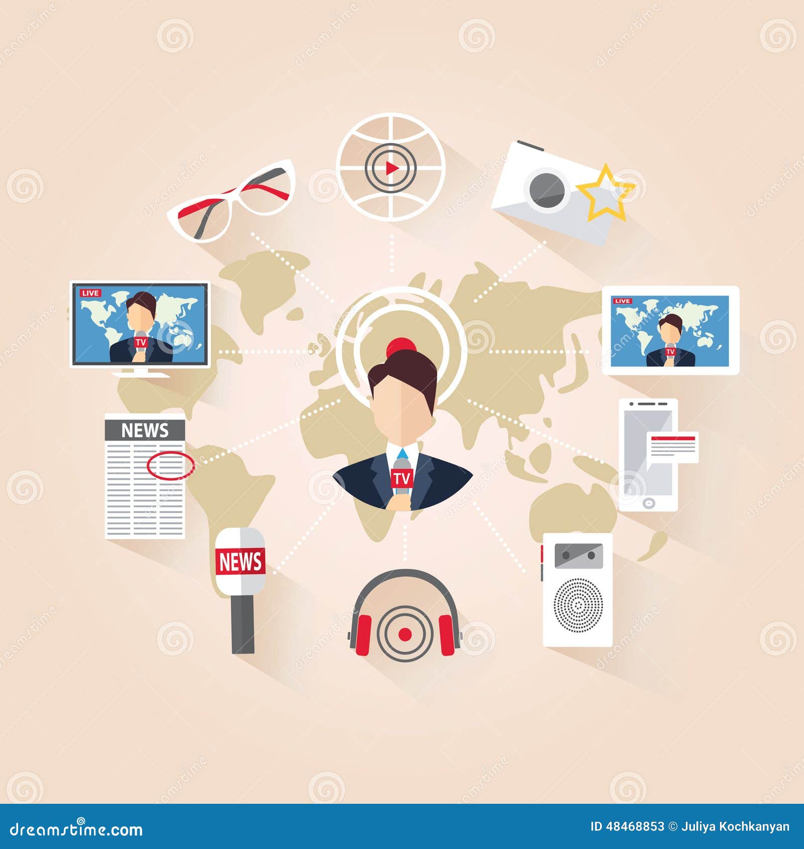 Live News, Journalism, Television Stock Vector - Illustration of ...