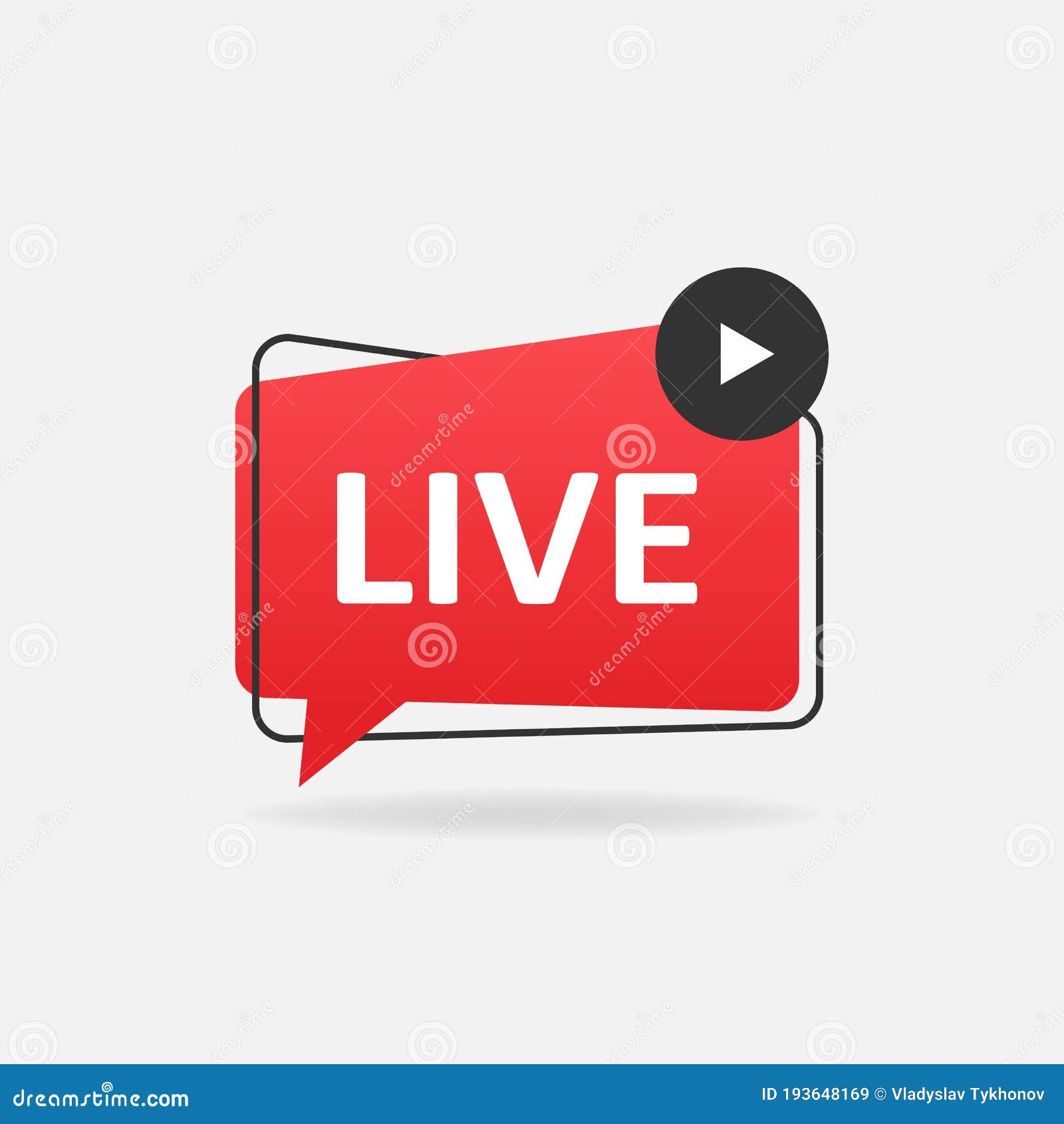 Live Red Button Icon Emblem. Vector EPS 10 Stock Vector - Illustration ...