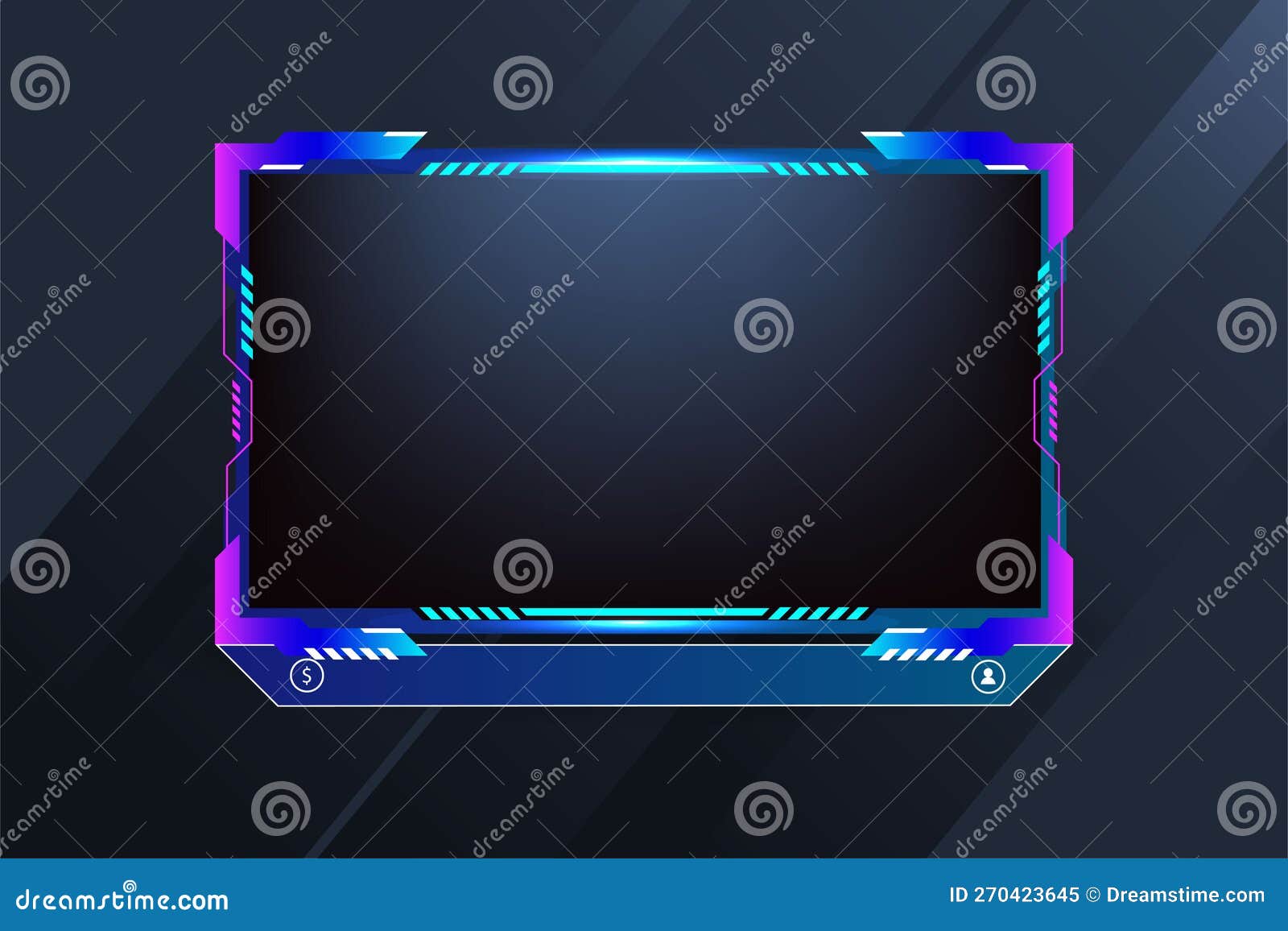 Live Screen Border and Button Decoration Vector for Gamers. Screen ...