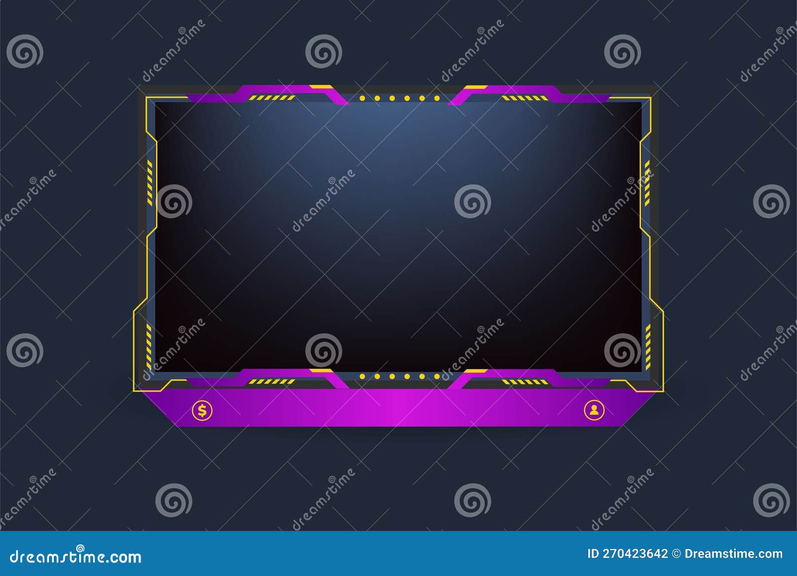 Live Screen Panel Decoration with Yellow and Purple Colors. Streaming ...