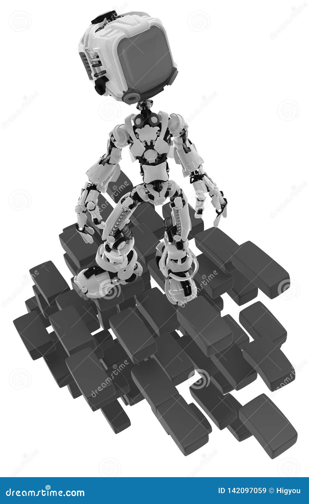 Live Screen Robot, Bricks Ground Stock Illustration - Illustration of ...