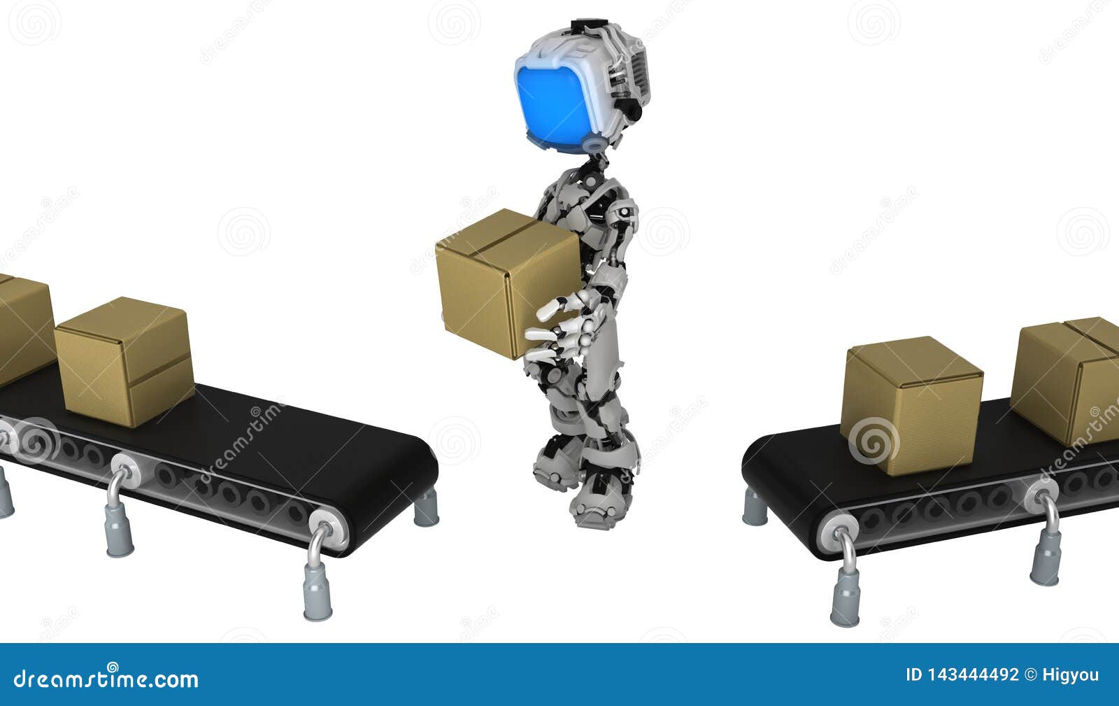 Live Screen Robot, Conveyor Box Transfer Stock Illustration ...