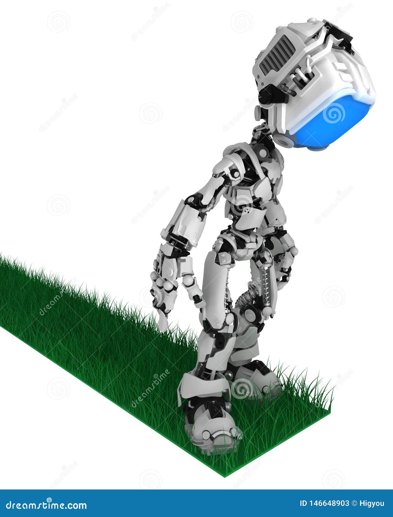 Live Screen Robot, Grass Road End Stock Illustration - Illustration of ...