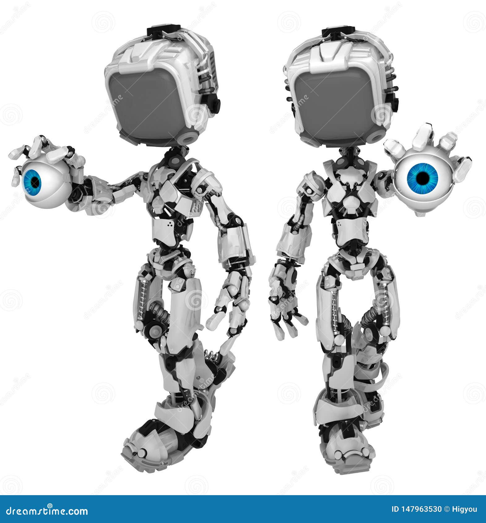 Live Screen Robot, Holding Eye Stock Illustration - Illustration of ...