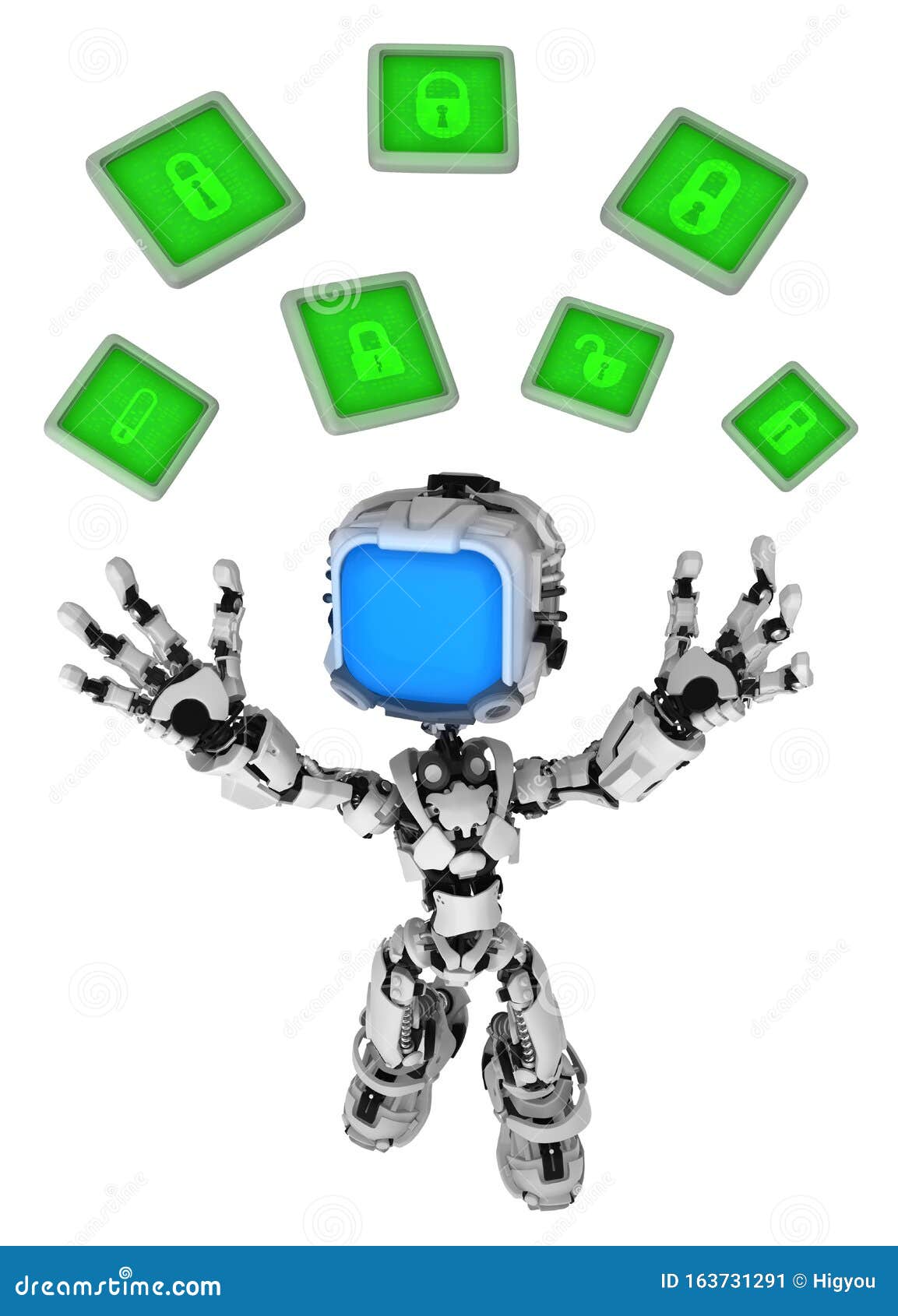Live Screen Robot, Software Locks Stock Illustration - Illustration of ...