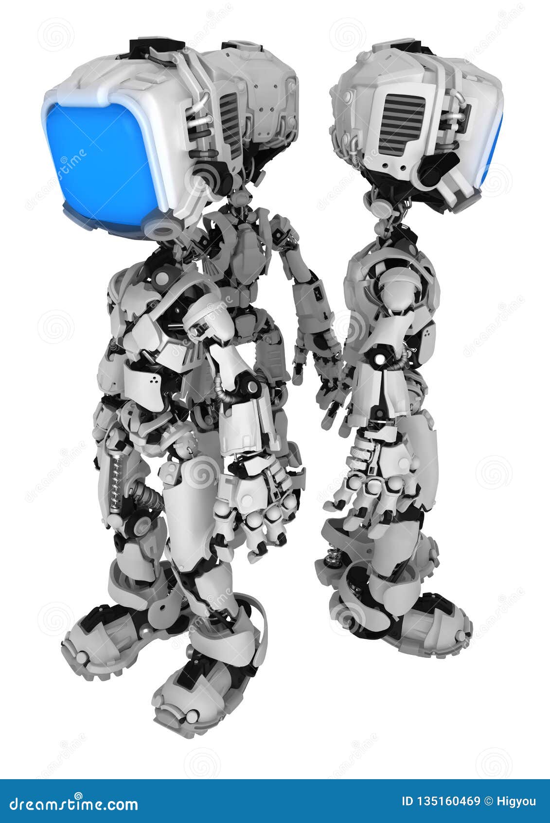 Live Screen Robot, Three Close Stock Illustration - Illustration of ...