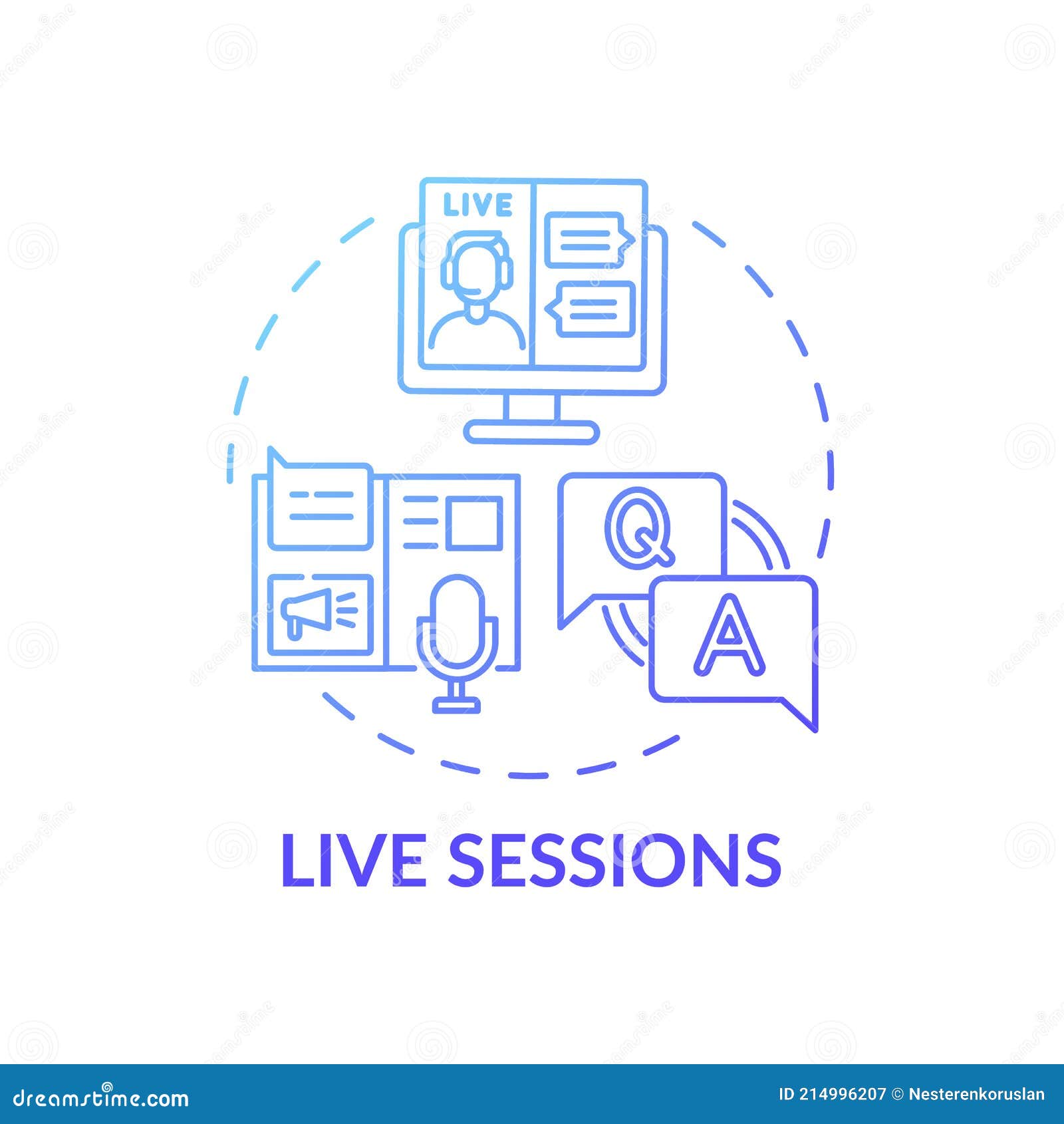 Live sessions concept icon stock vector. Illustration of icon - 214996207