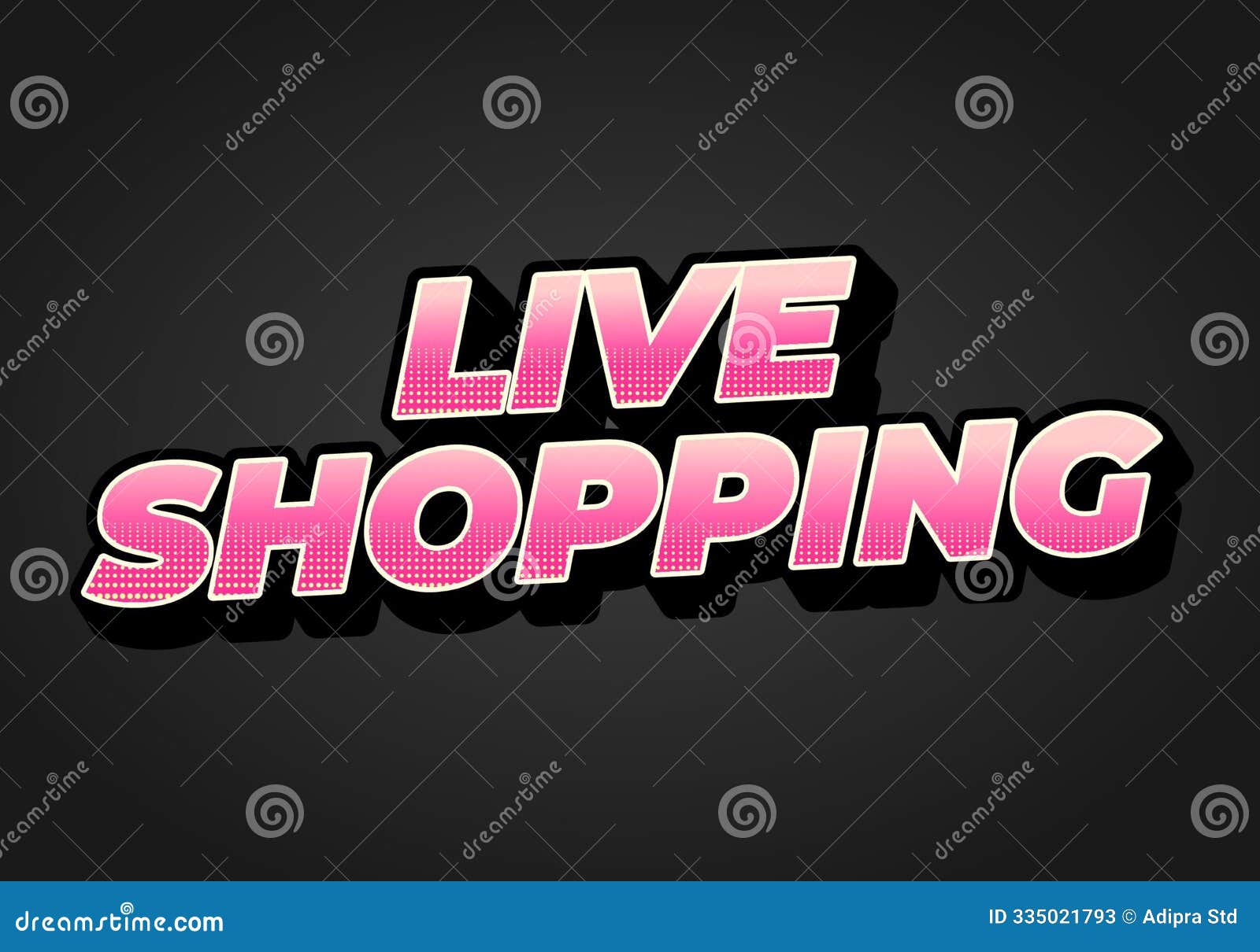 Live Shopping. Text Effect in 3D Style with Eye Catching Colors Stock ...