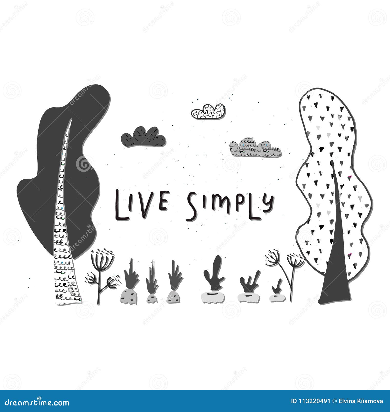 Live Simply - Hand Drawn Illustration. Stock Illustration ...