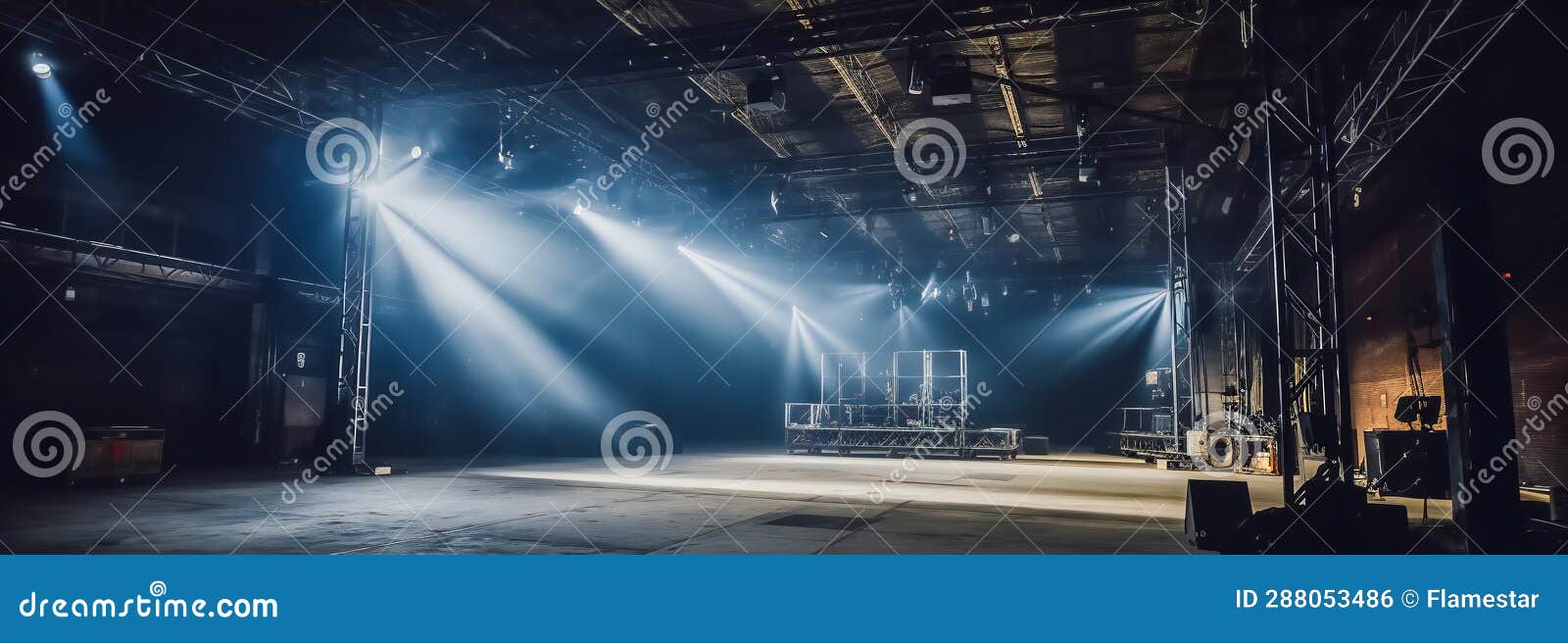 A Live Stage Production Being Built in Warehouse Stock Illustration ...