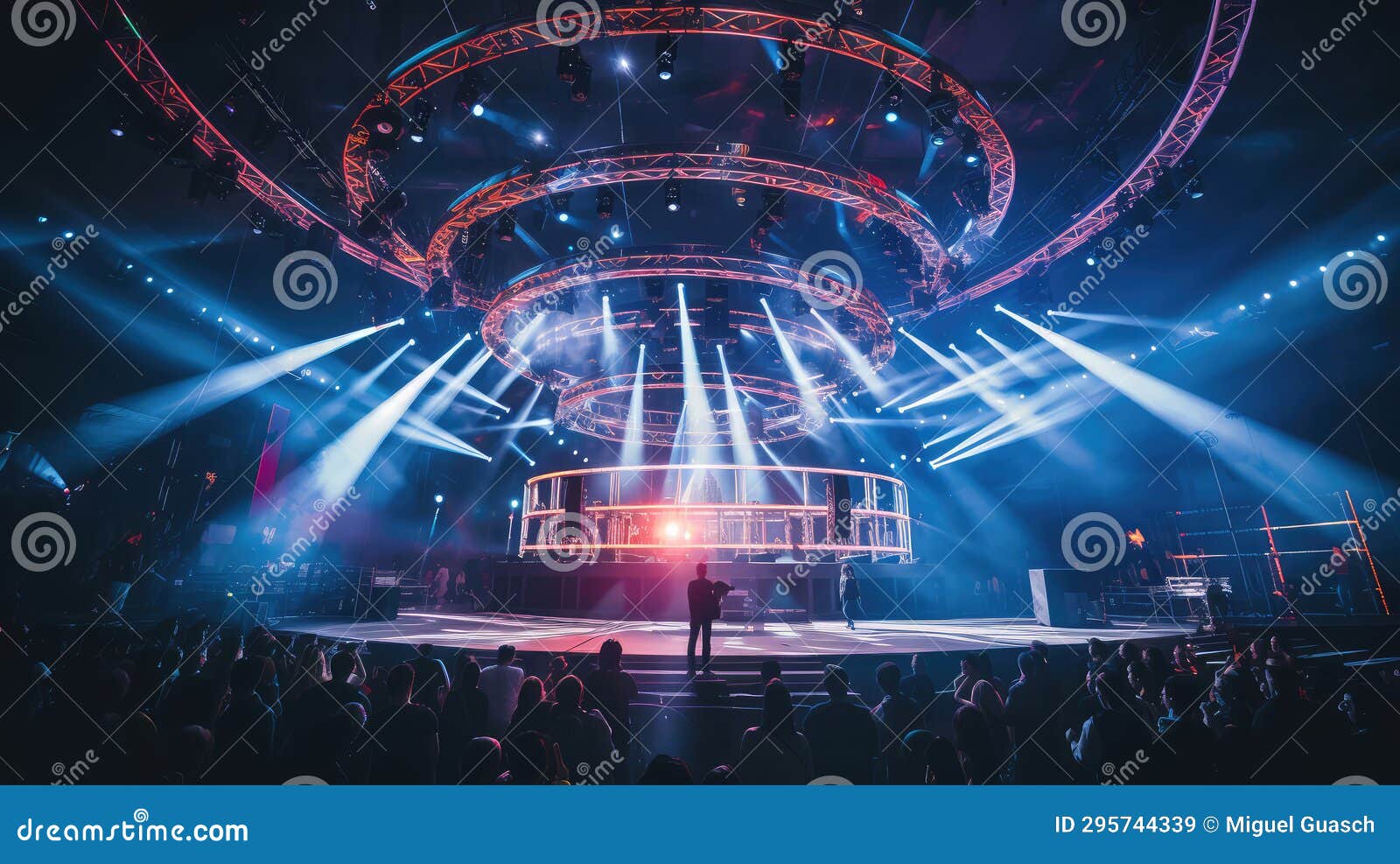 Live Stage Production with Circular Light Stock Illustration ...