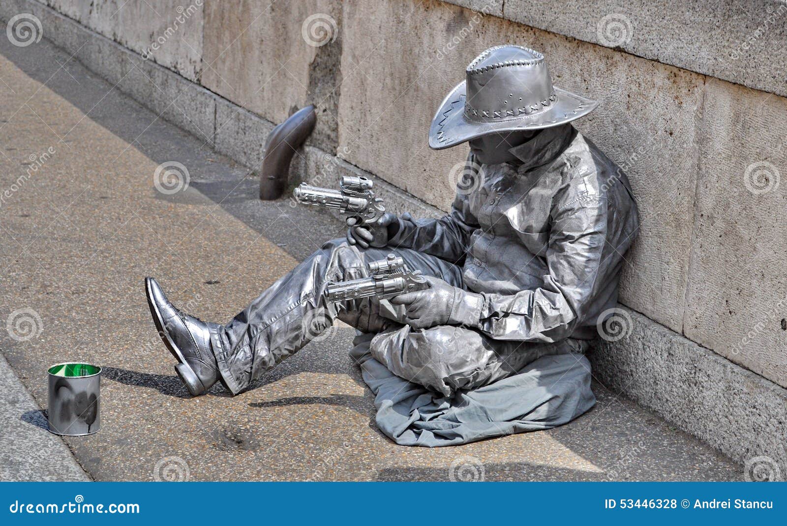 Live statue cowboy editorial stock photo. Image of heat - 53446328