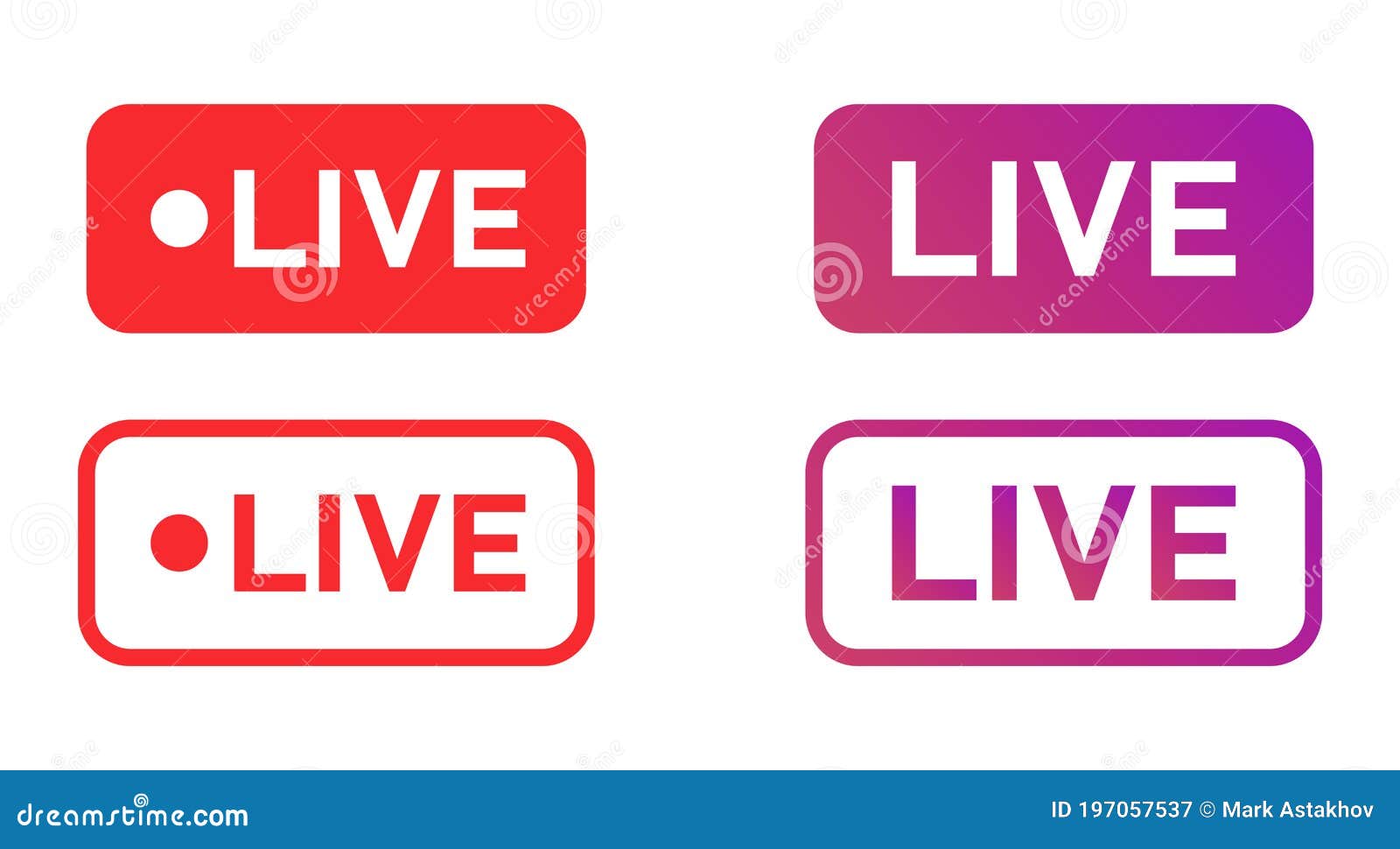 Live Stream Button Collection, Vector Streaming Symbol Stock Vector ...