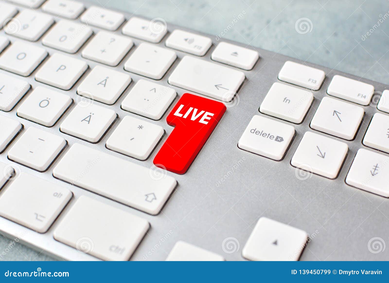 Live Stream Concept with Keyboard and Red Key. Stock Image - Image of ...