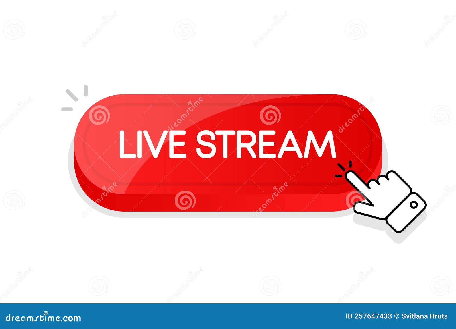 Live Stream 3d Button. Mouse Touched Button. Vector Illustration. Stock ...