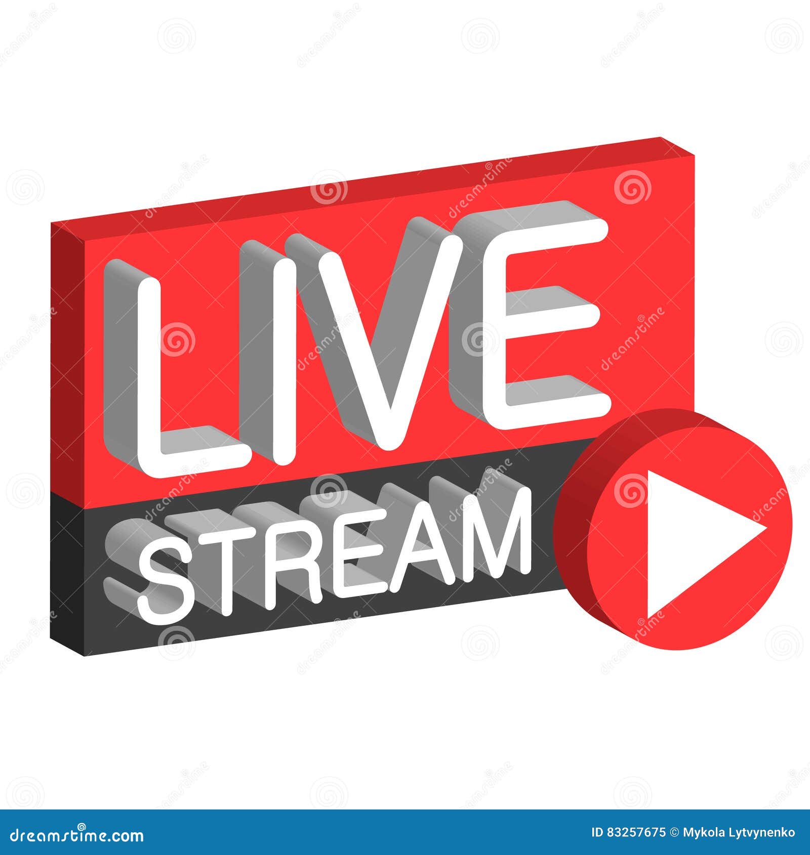 Live stream 3D button stock vector. Illustration of emblem - 83257675