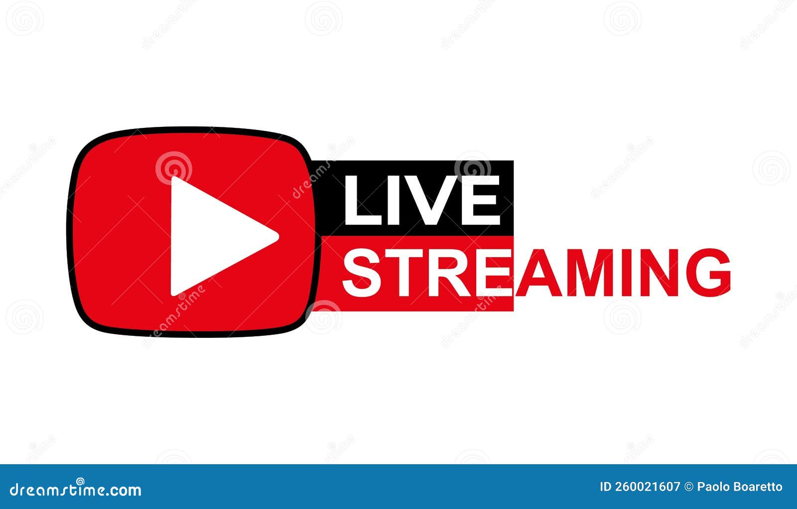 Live Stream Flat Logo Red Vector Design Element with Play Button ...