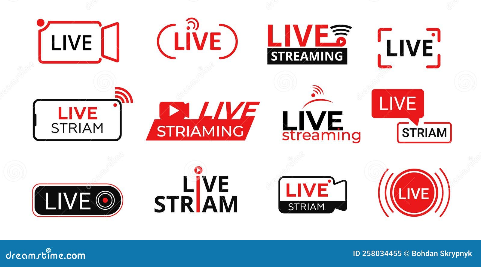 Live Stream Icon. Red Symbol of Live Broadcast Television Stock Vector ...