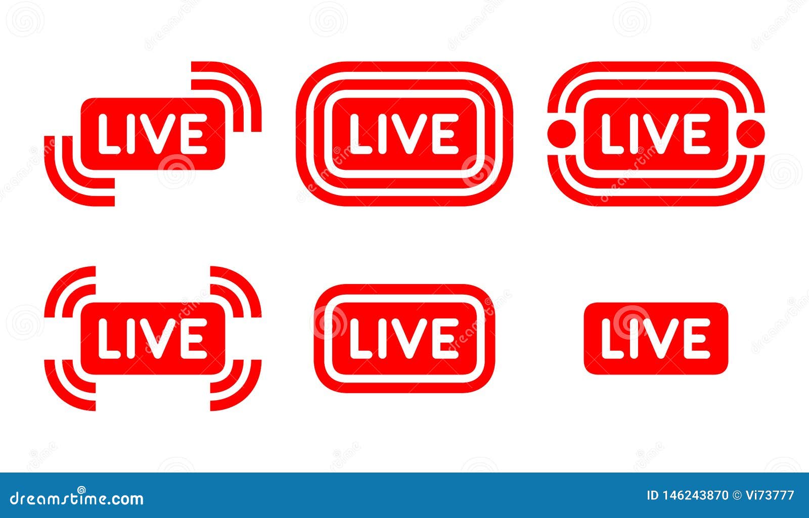 Live Stream Icon. Vector Emblem Tag Set. Stock Vector - Illustration of ...