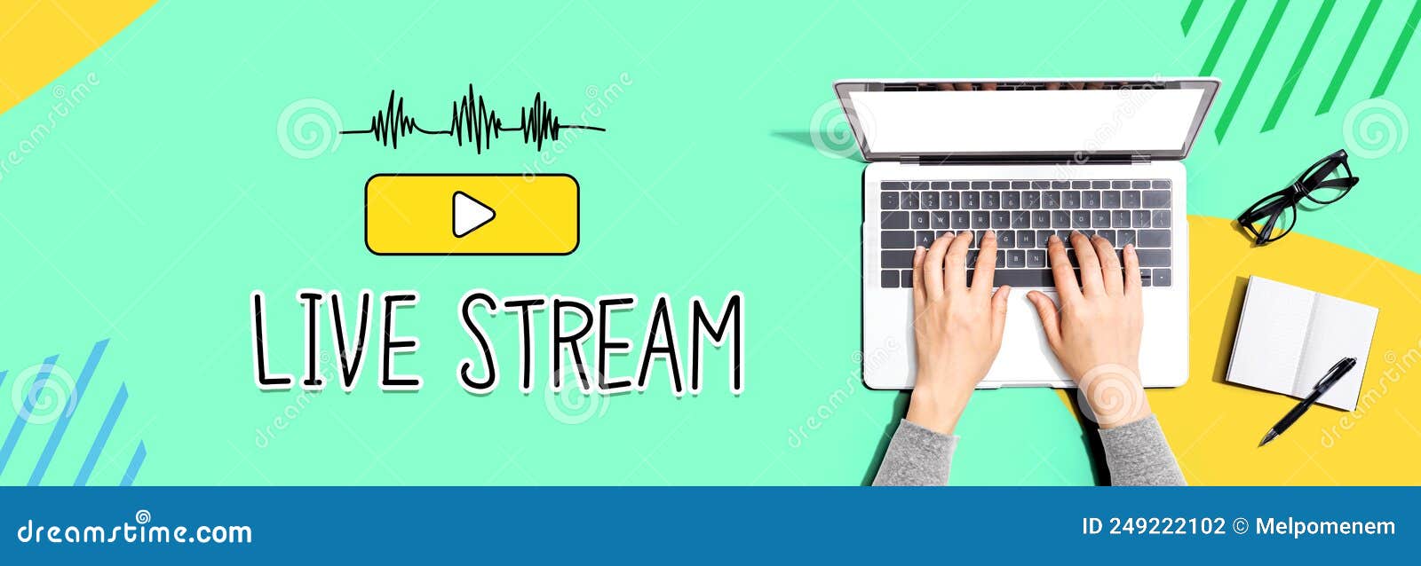 Live Stream with Person Using a Laptop Stock Photo - Image of office ...