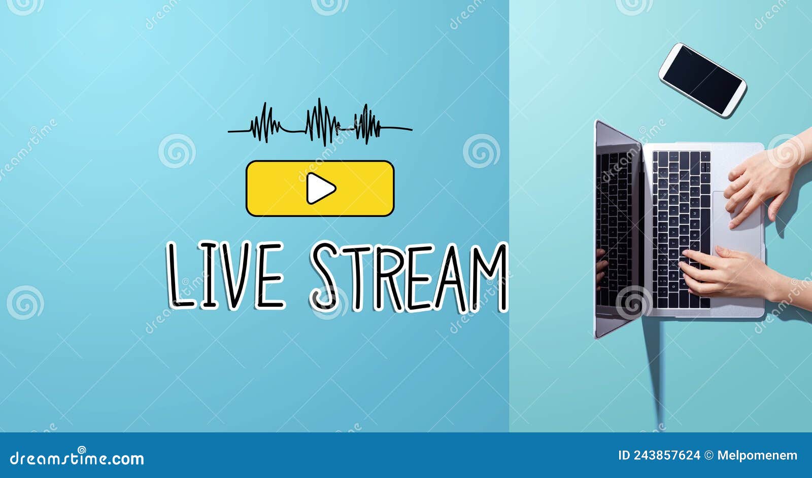 Live Stream with Person Working with Laptop Stock Photo - Image of ...