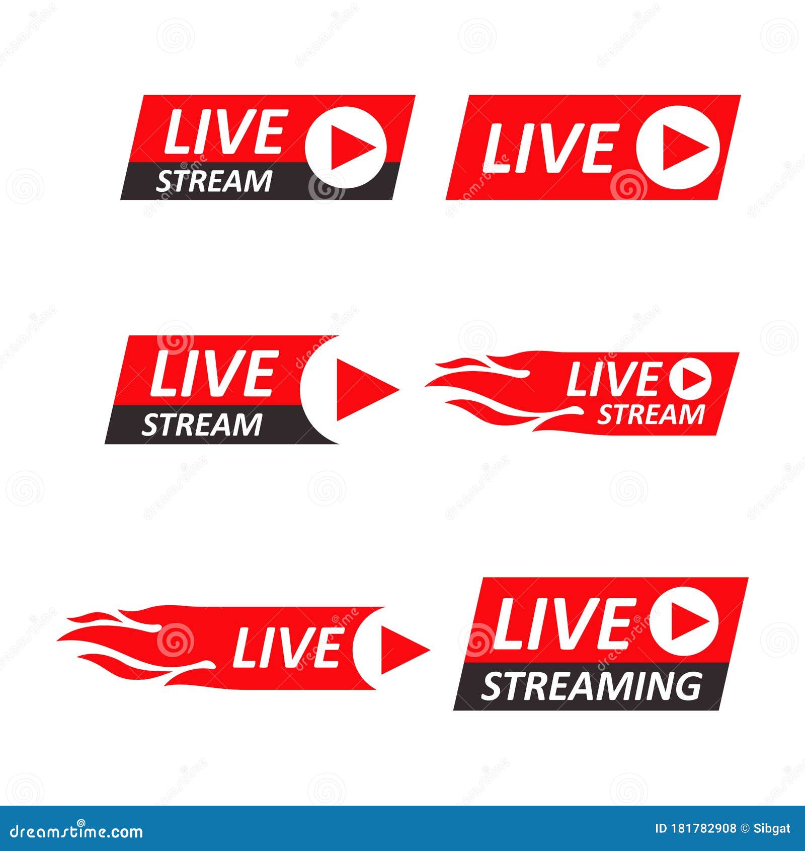 Live Stream Signs Set. Emblem, Logo Stock Vector - Illustration of news ...
