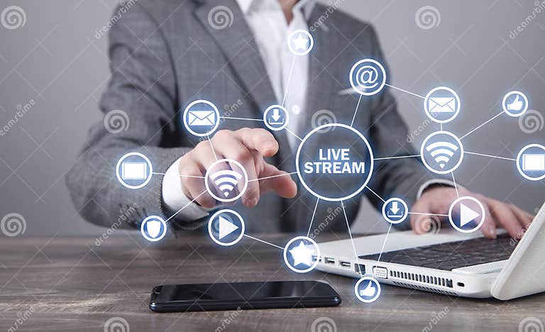 Live Stream. Social Media Web Network Concept Stock Photo - Image of ...