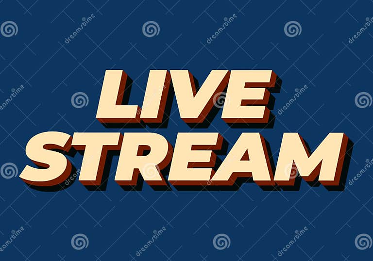 Live Stream. Text Effect in 3D Style with Modern Colors Stock ...
