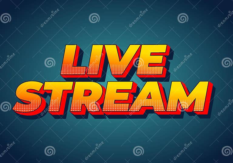 Live Stream. Text Effect in 3D Style with Modern Colors Stock ...