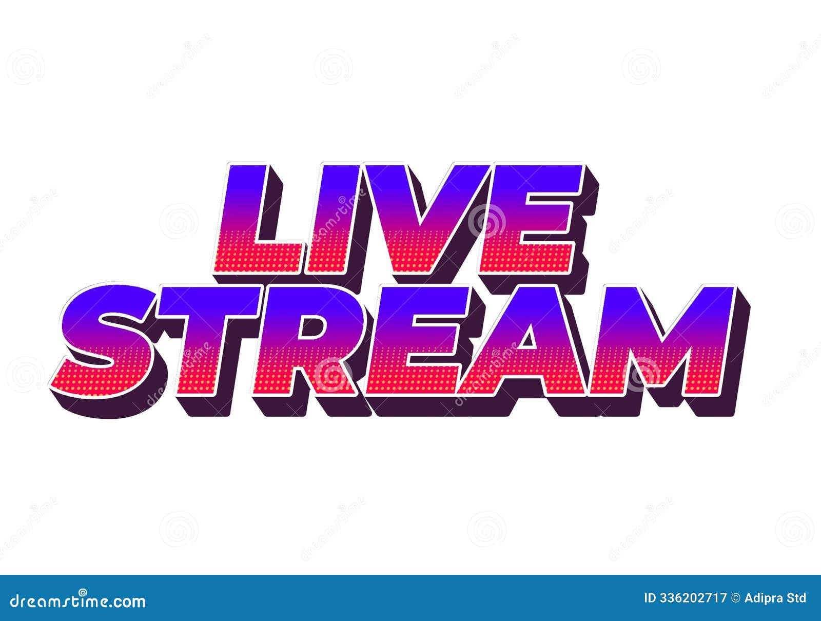 Live Stream. Text Effect in 3D Style with Modern Colors Stock ...
