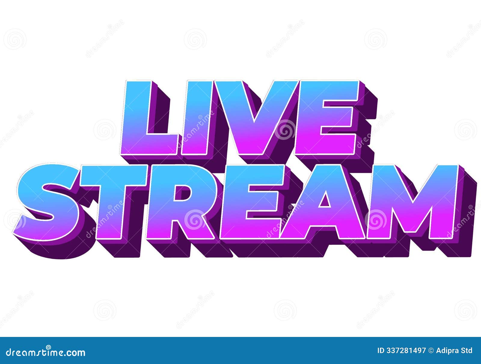 Live Stream. Text Effect in 3D Style with Modern Colors Stock ...